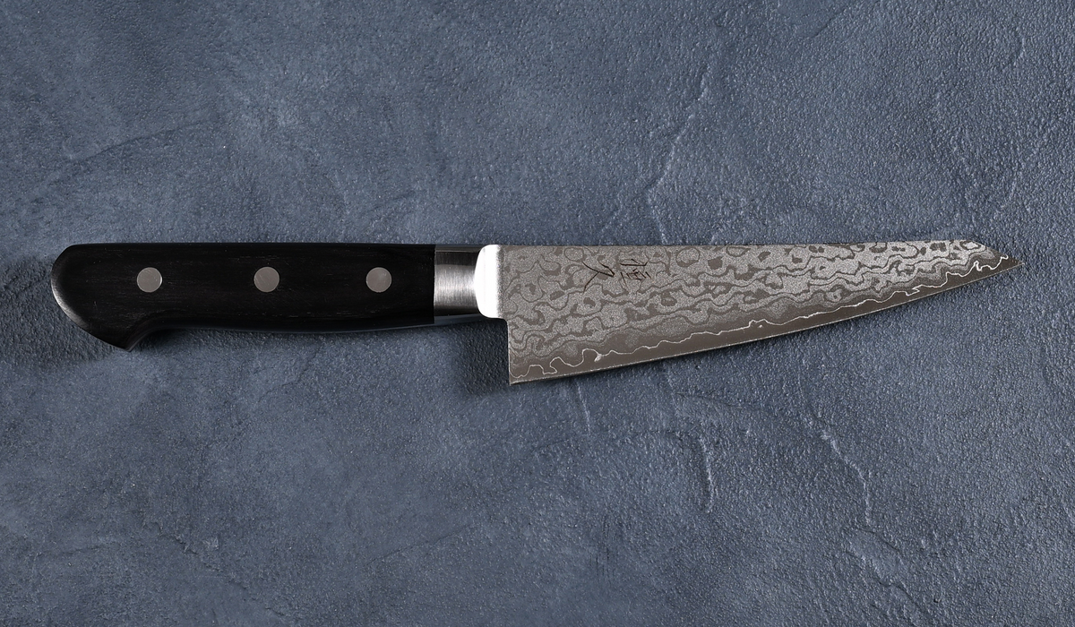 Tsunehisa Bone Scraper, VG10 Steel, Damascus, Black Western Pattern ...